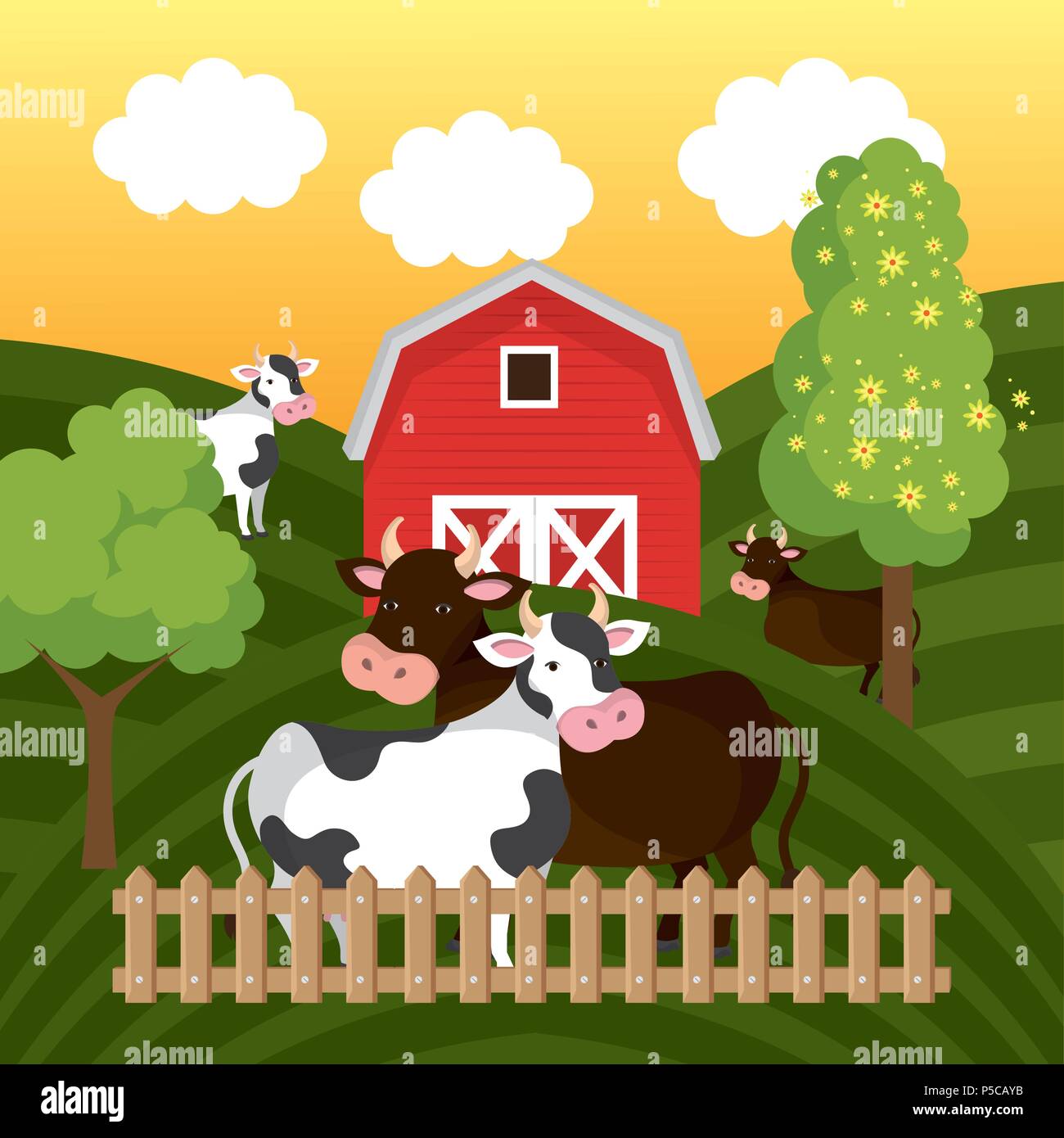Stable of cows Stock Vector Images - Alamy