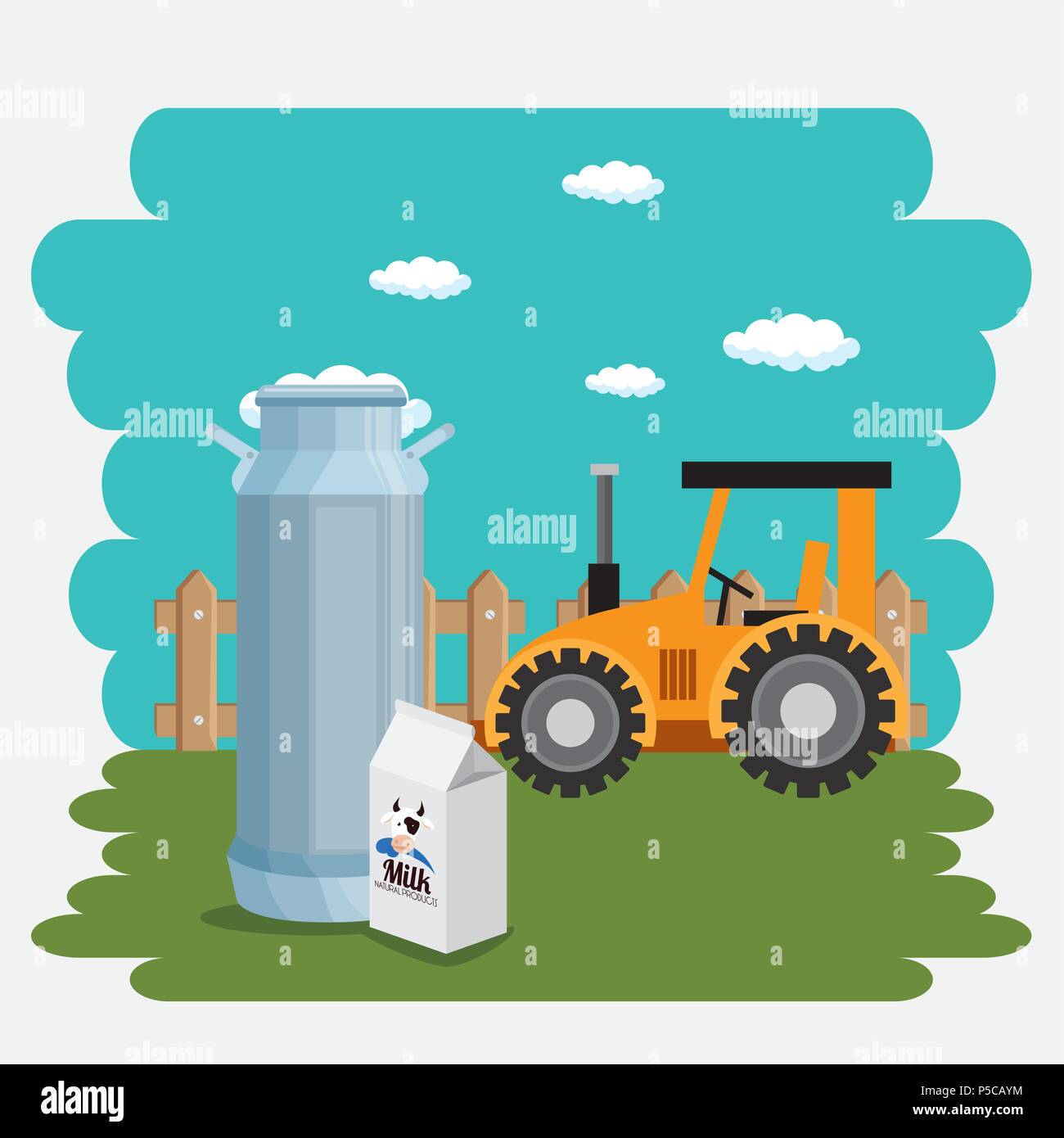 tractor in the farm scene Stock Vector Image & Art - Alamy