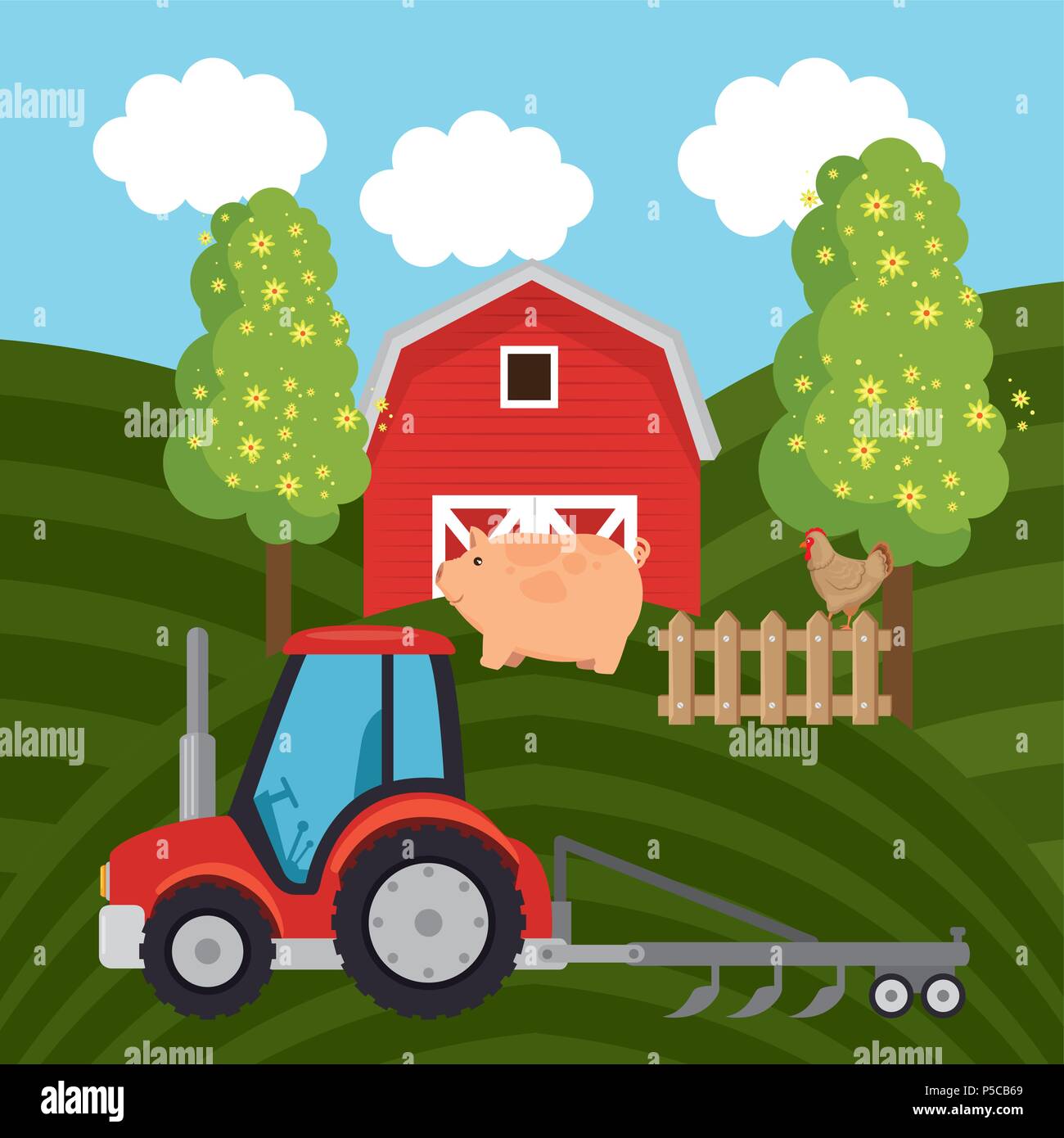 Tractor forest Stock Vector Images - Alamy