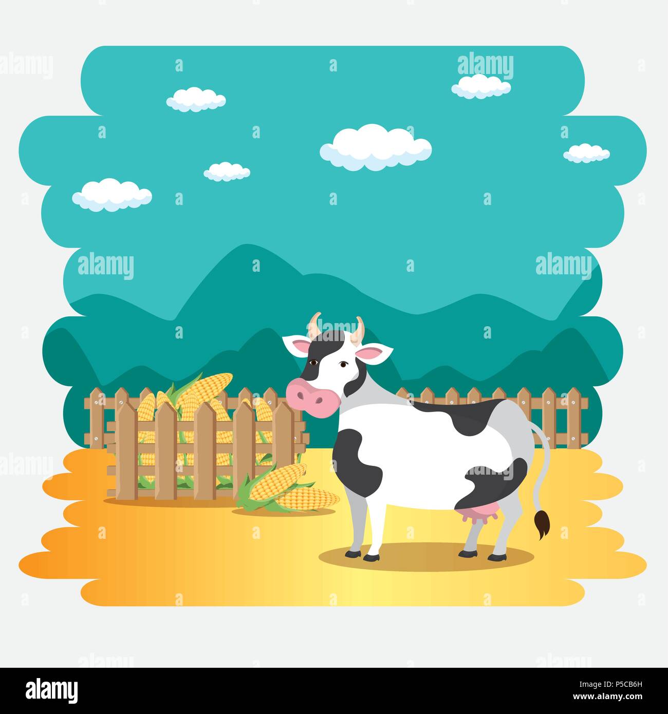 Cows and village scene Stock Vector Images - Alamy
