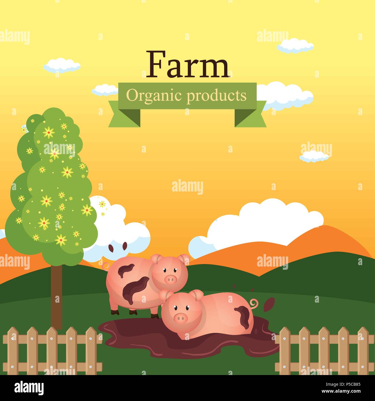pigs in the farm scene Stock Vector Image & Art - Alamy