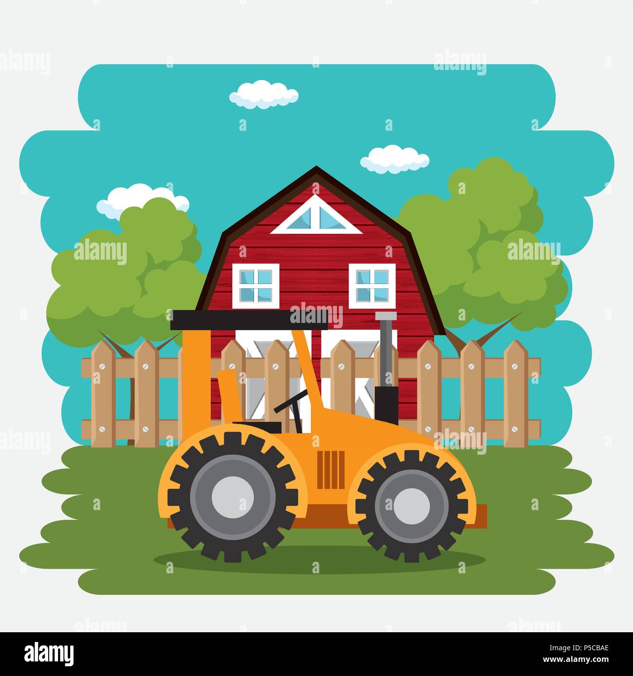 Tractor with forest Stock Vector Images - Alamy