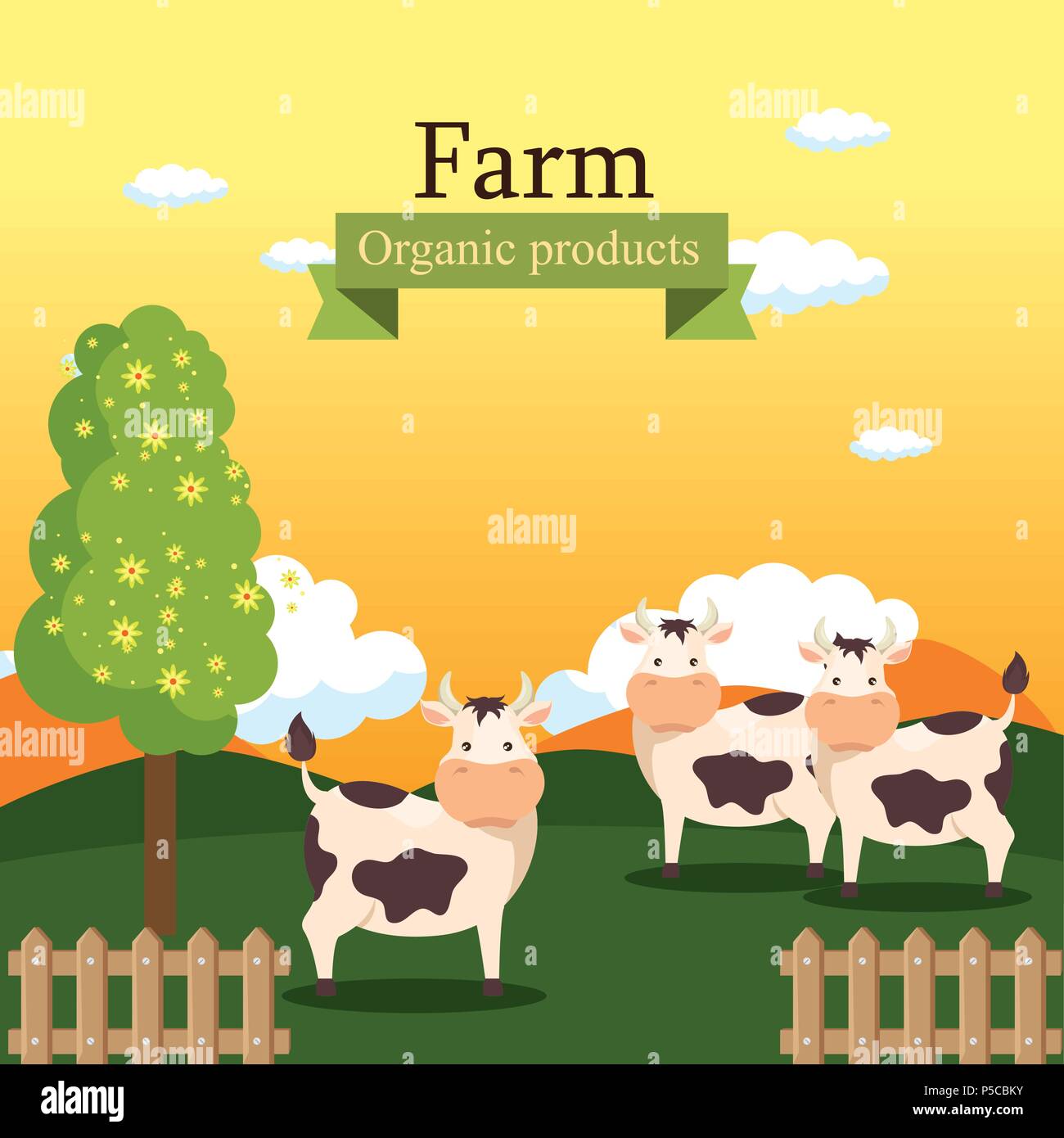cows in the farm scene Stock Vector Image & Art - Alamy