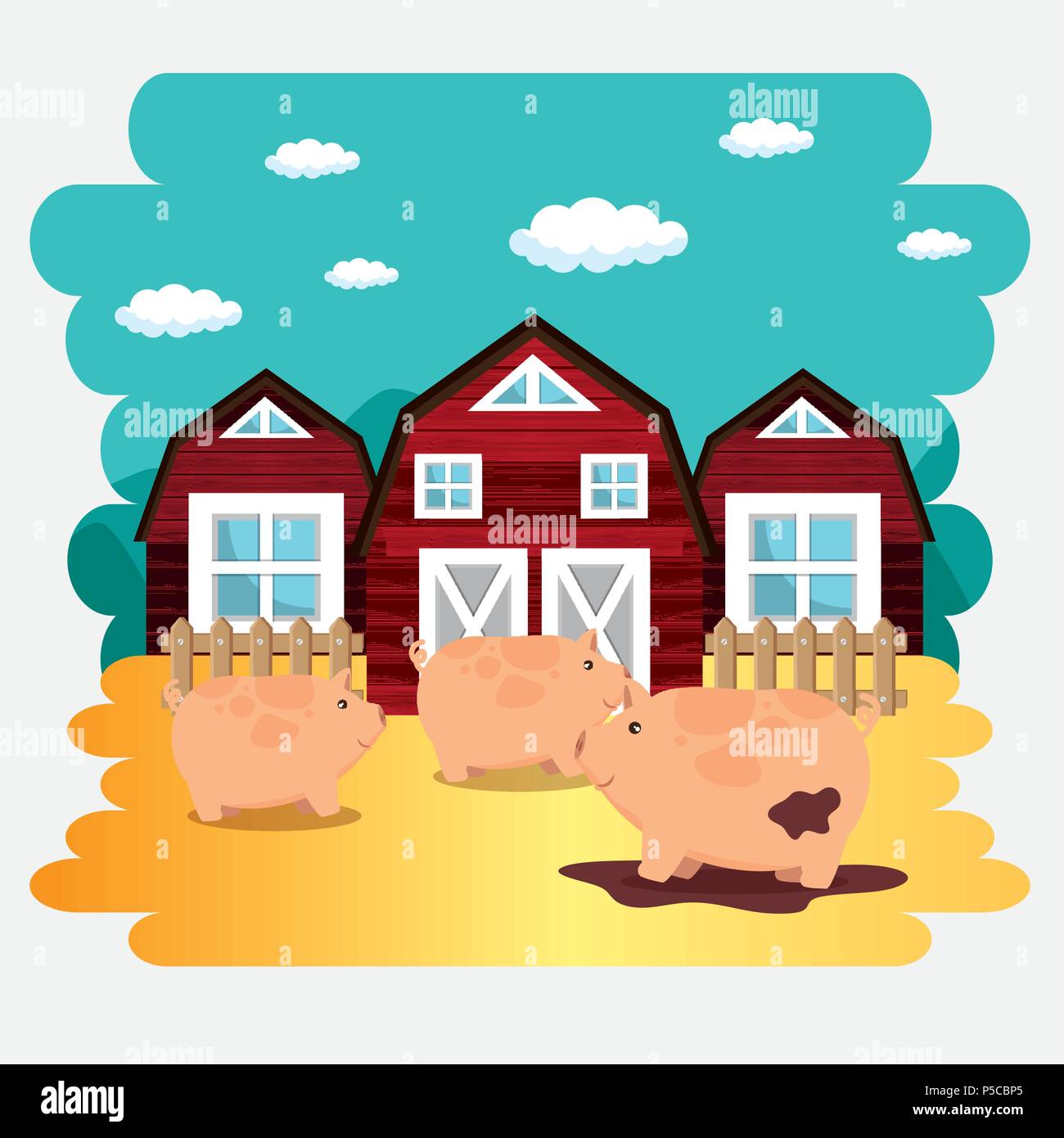 Pigs outdoors Stock Vector Images - Alamy