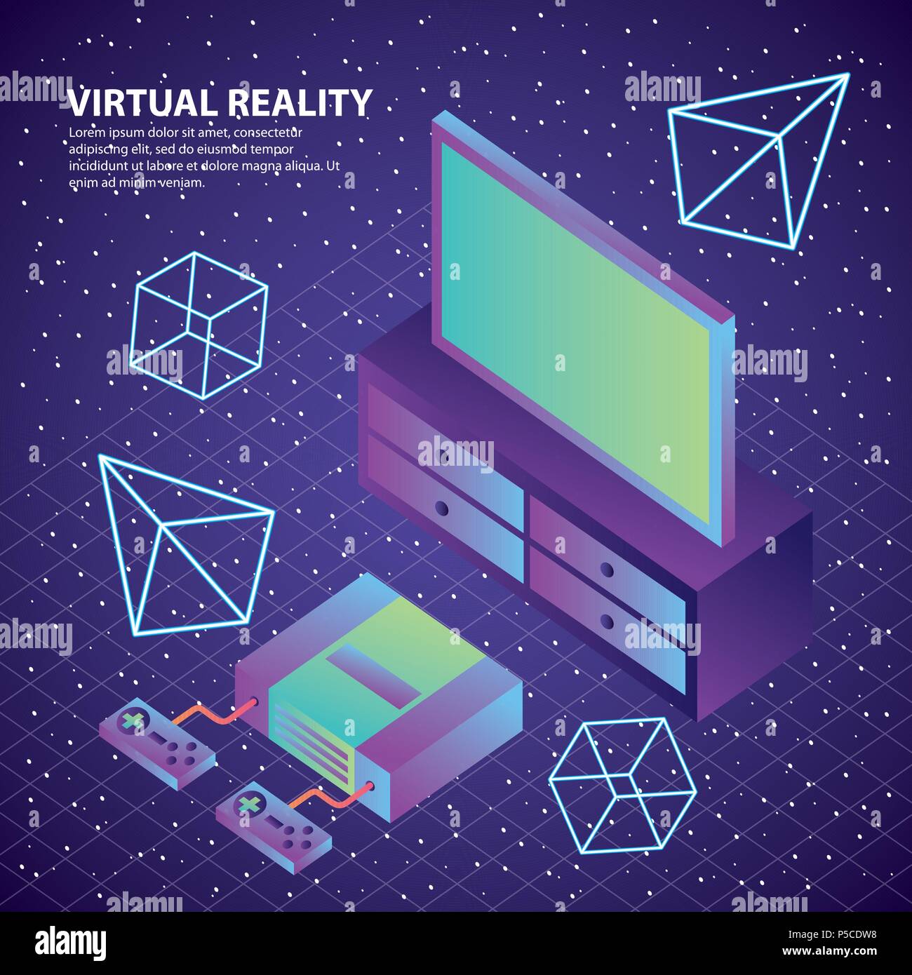virtual reality console controls television 3d figures illustration ...