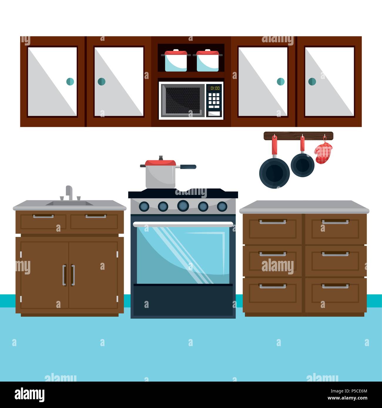 kitchen modern scene icons Stock Vector Image & Art - Alamy