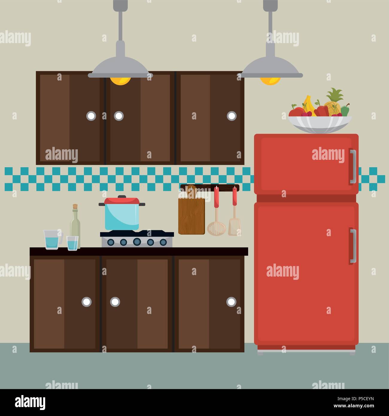 kitchen modern scene icons Stock Vector Image & Art - Alamy