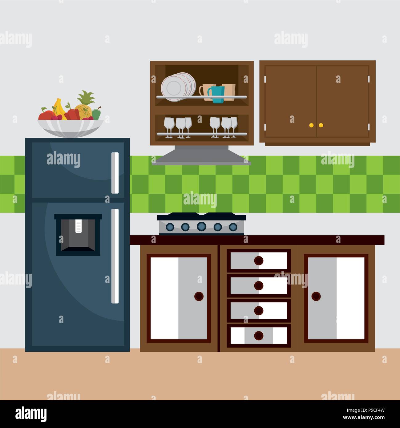 kitchen modern scene icons Stock Vector Image & Art - Alamy