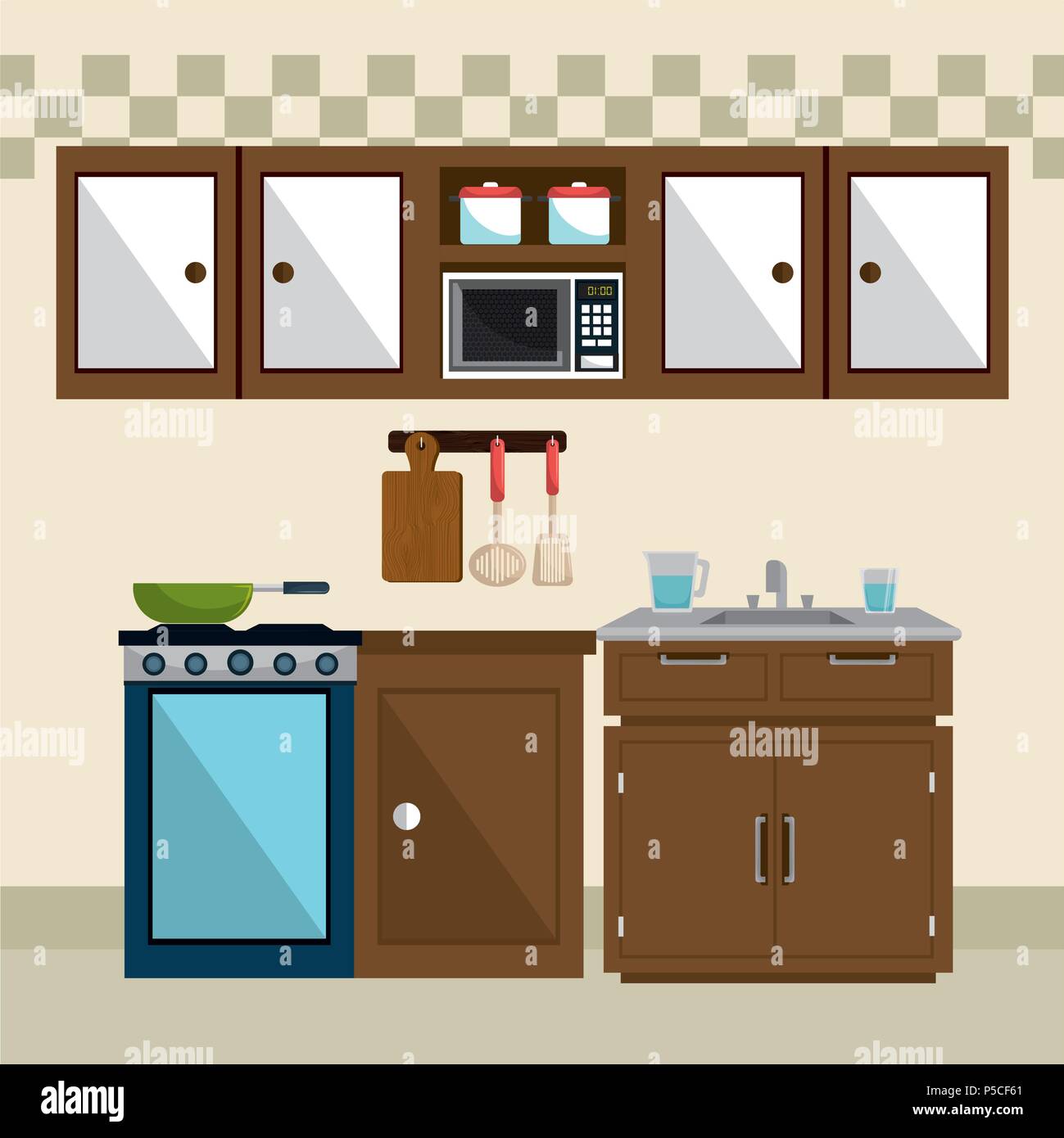 kitchen modern scene icons Stock Vector Image & Art - Alamy