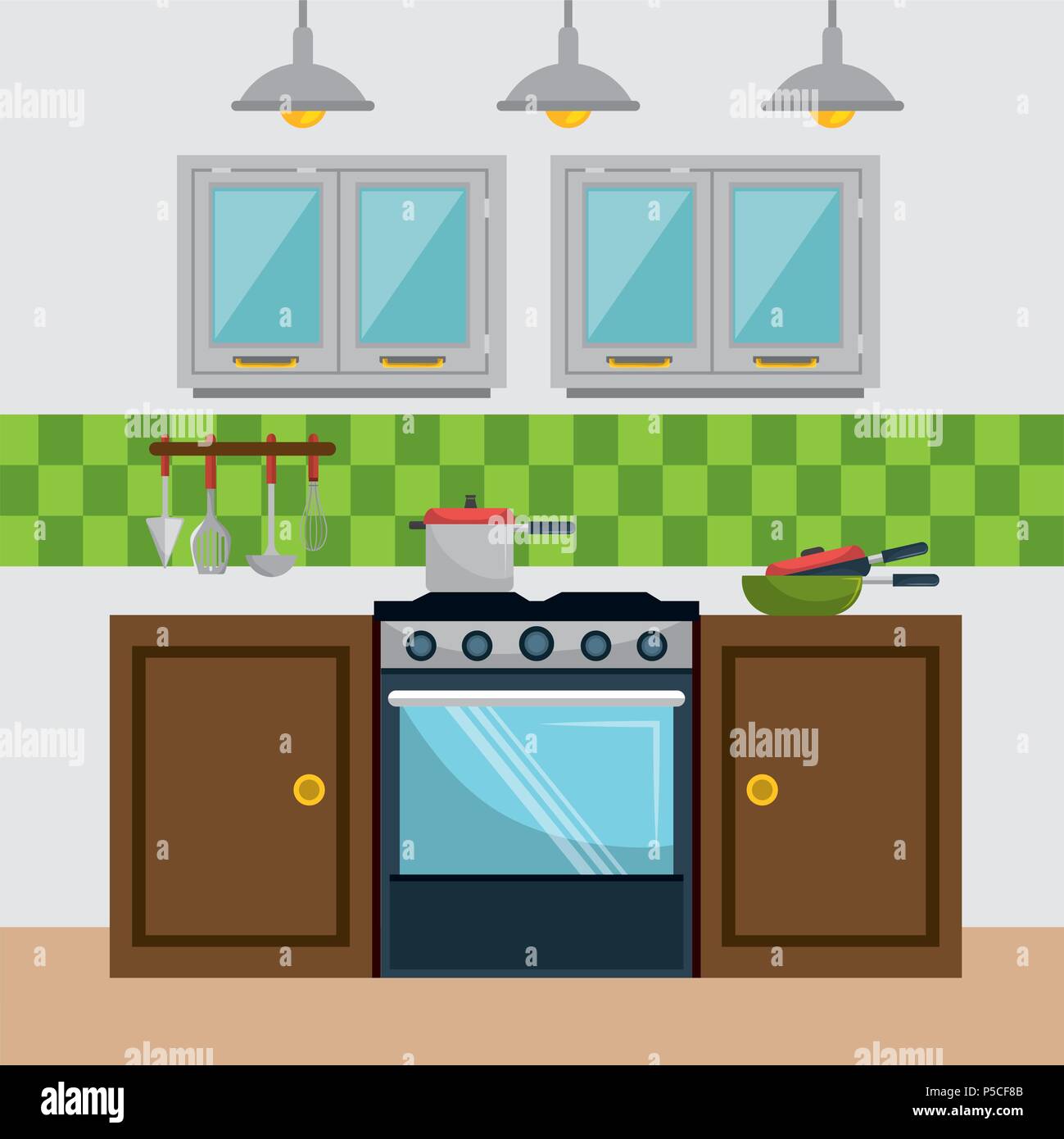 kitchen modern scene icons Stock Vector Image & Art - Alamy