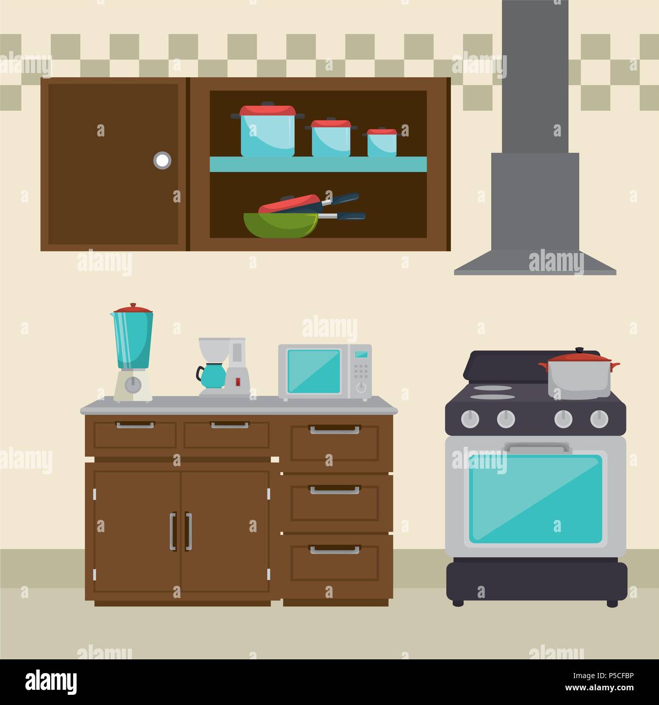 kitchen modern scene icons Stock Vector Image & Art - Alamy