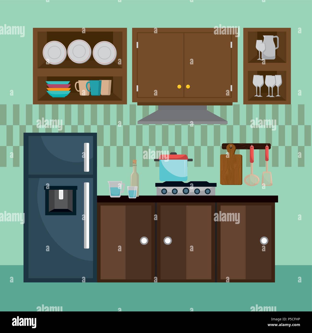 kitchen modern scene icons Stock Vector Image & Art - Alamy