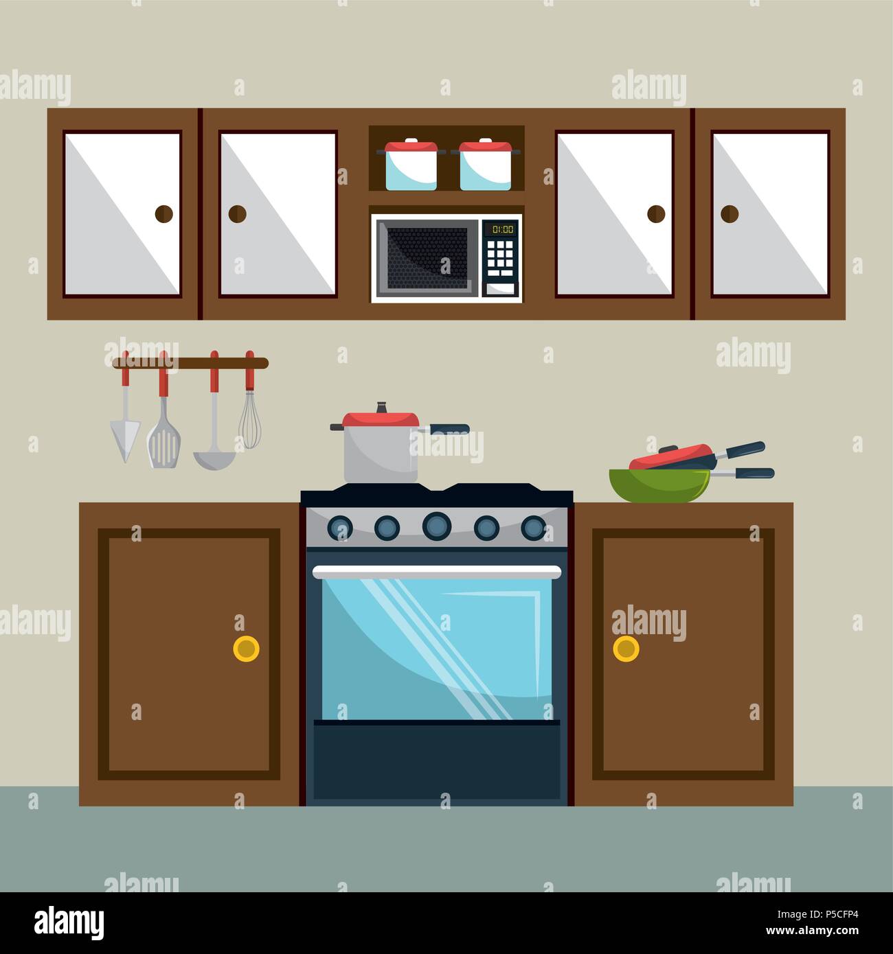 kitchen modern scene icons Stock Vector Image & Art - Alamy