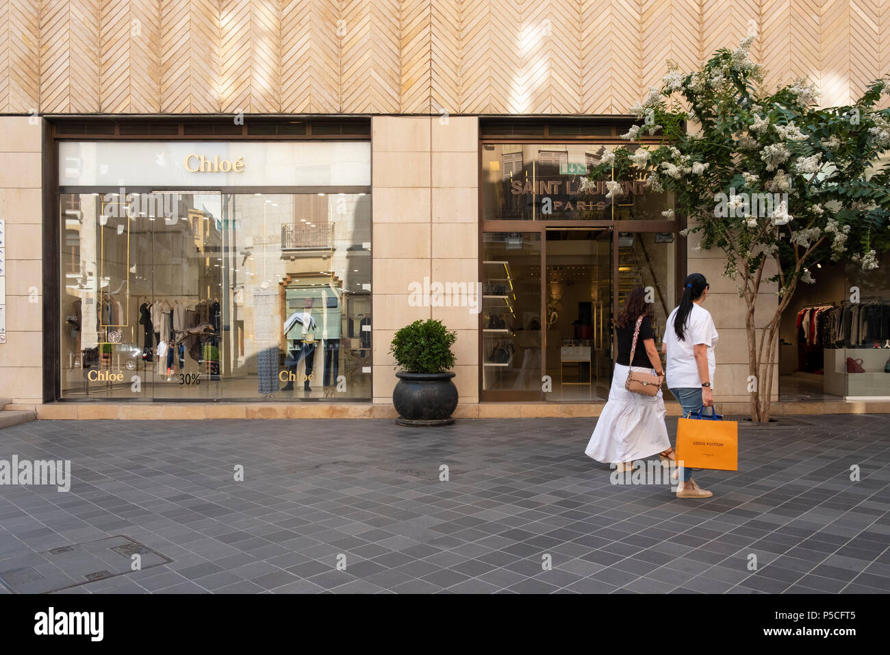 Luxury fashion boutiques on fashionable street in Downtown Beirut ...