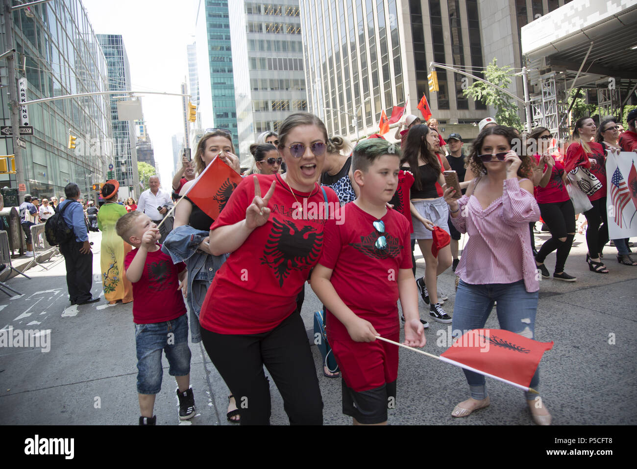 Proud energetic Albanian Americans march in the International ...