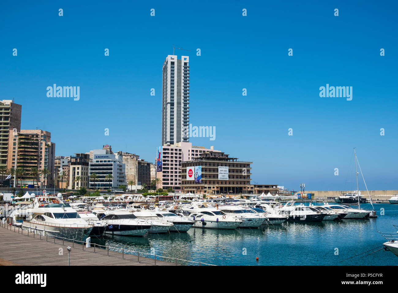 Modern new harbour and marina development at Zaitunay Bay in Beirut ...