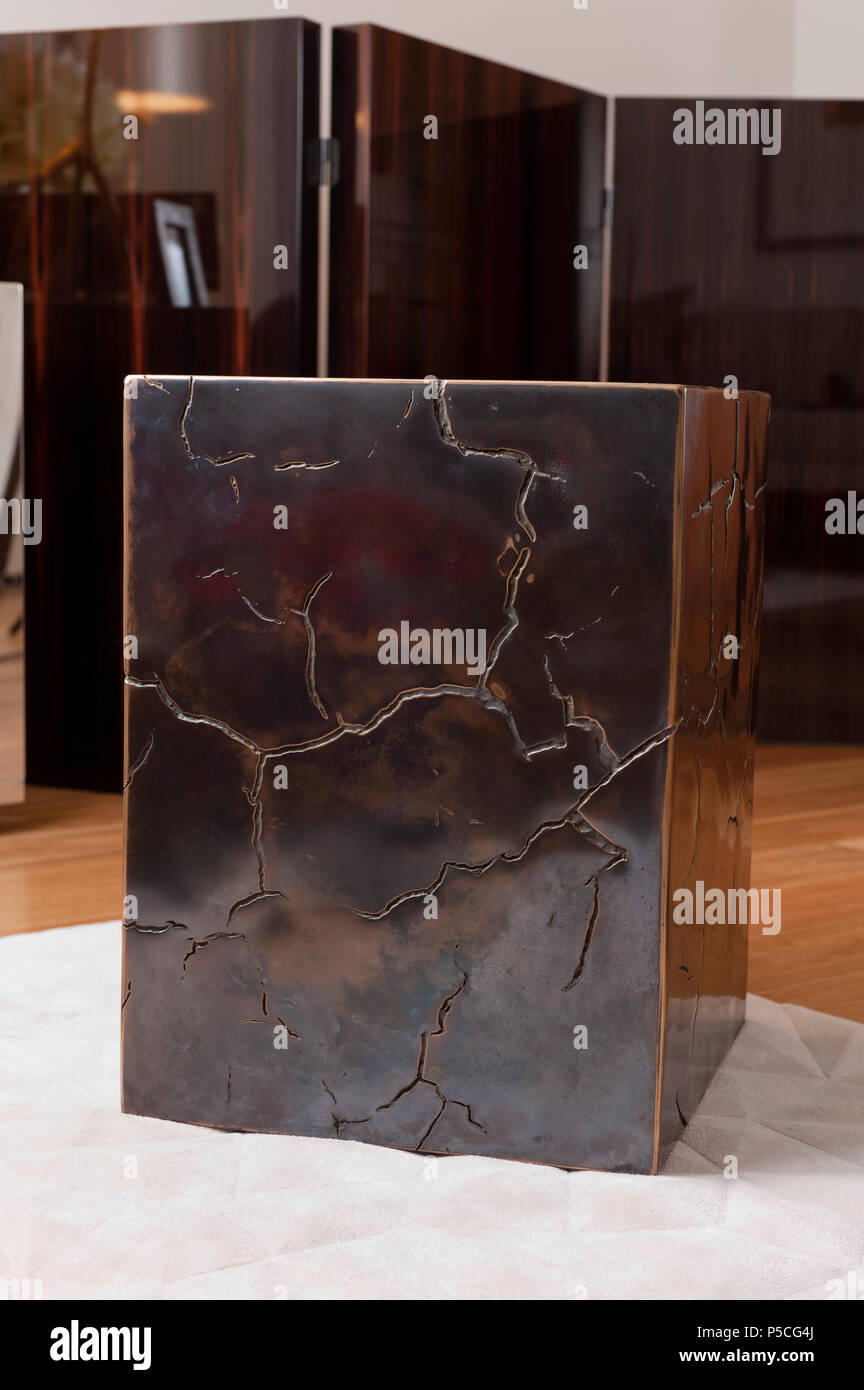 Square brown table with cracks Stock Photo - Alamy