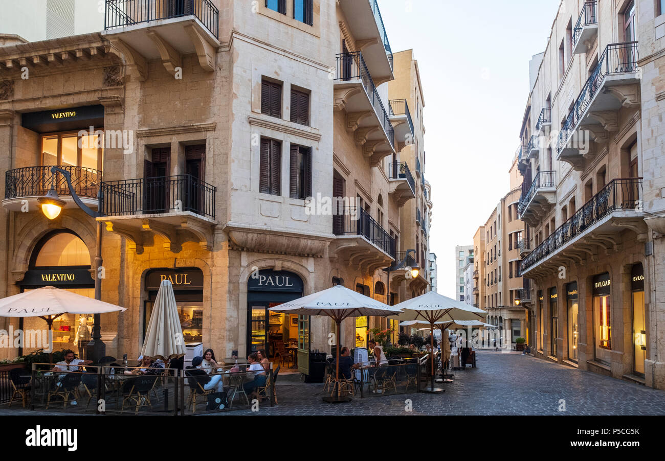 Paul cafe on fashionable street in restored Downtown district Beirut ...
