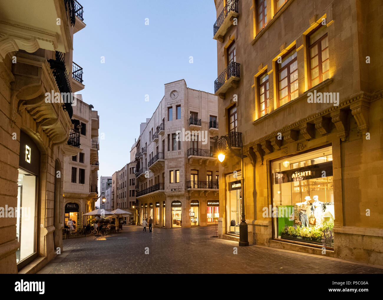 Fashion boutiques on street in restored Downtown district Beirut ...