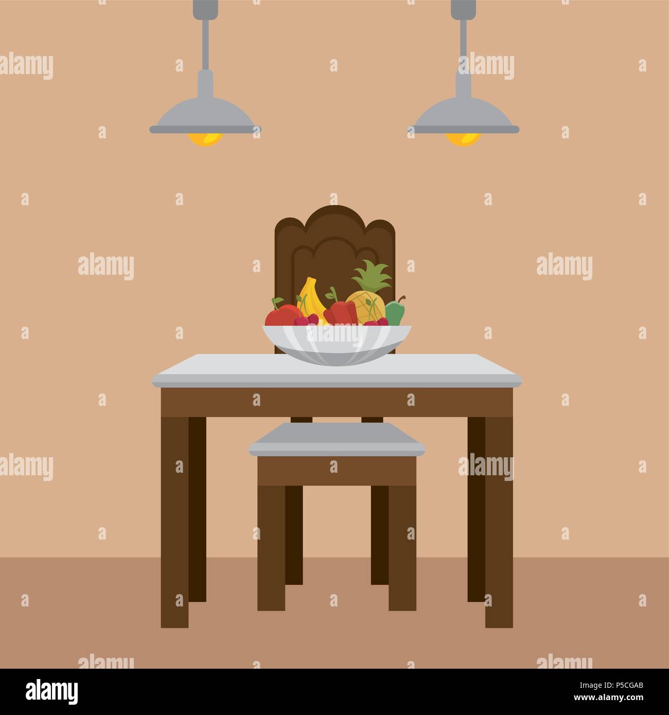 Modern kitchen living room area Stock Vector Images - Alamy