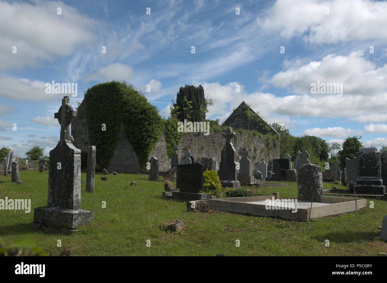 Kiltartan graveyard and ruined church, Gort Stock Photo - Alamy