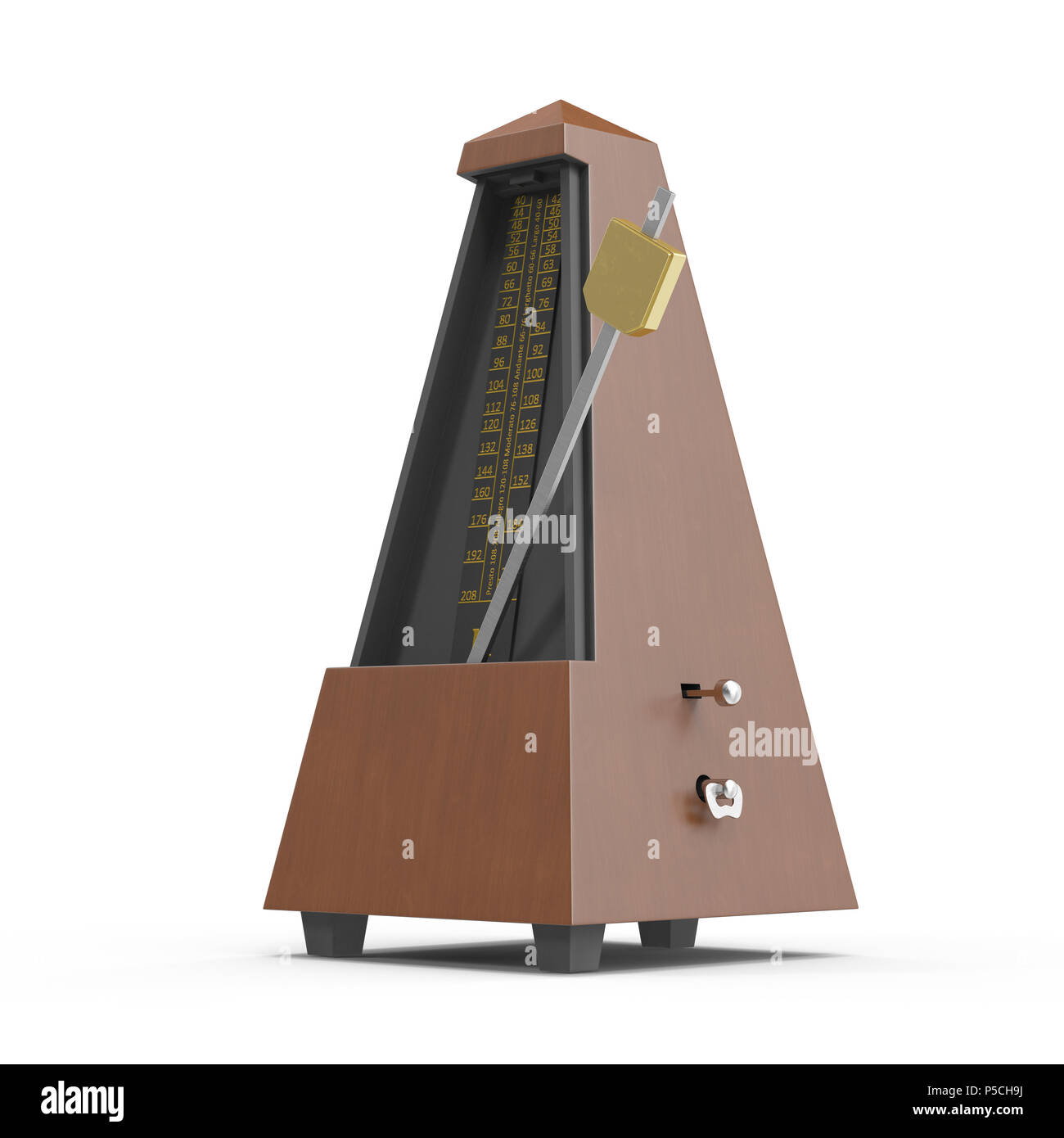 Classic old metronome isolated on white. 3D illustration Stock Photo ...