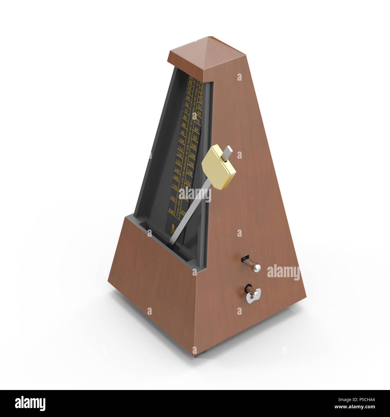Classic old metronome isolated on white. 3D illustration Stock Photo ...