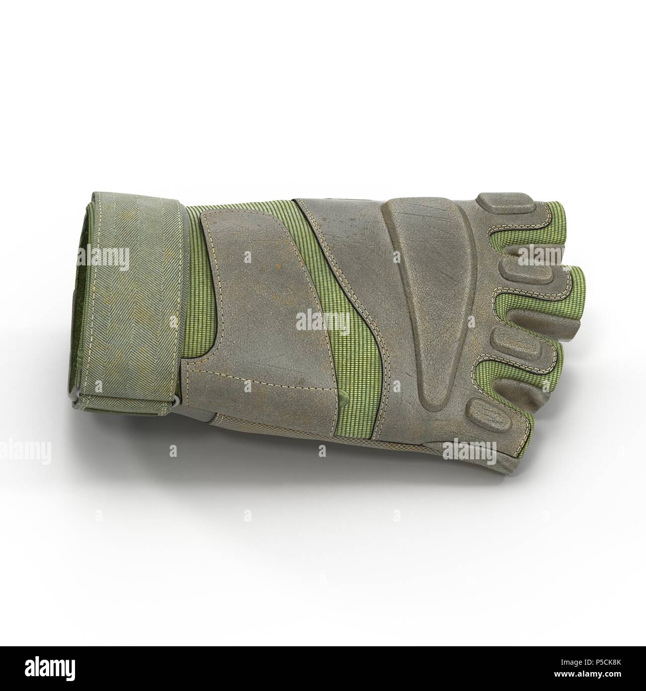 Outdoor Half Finger Assault Soldier Glove on white. Side view. 3D ...