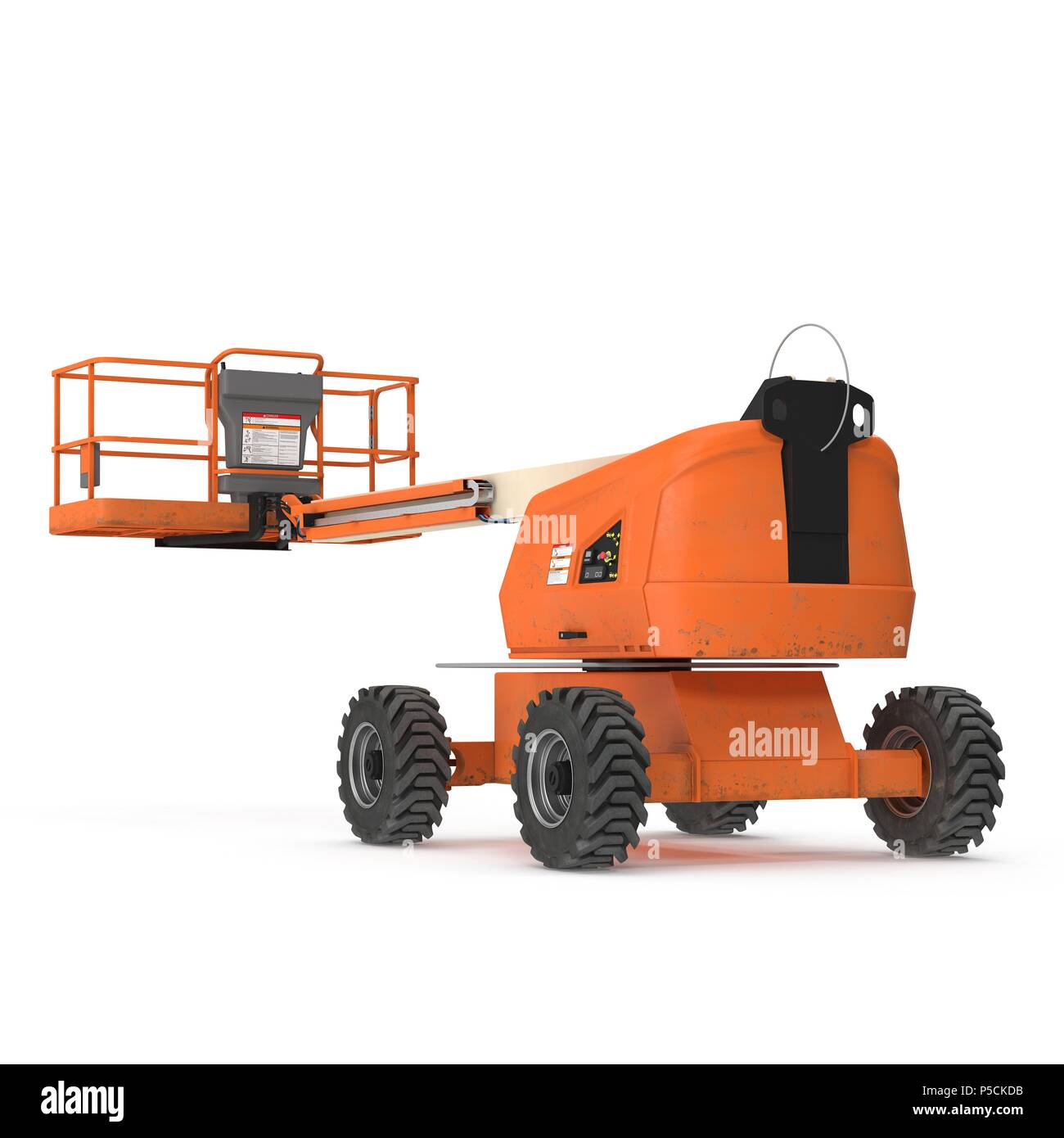 Engine Powered Scissor Lift on white. 3D illustration Stock Photo - Alamy