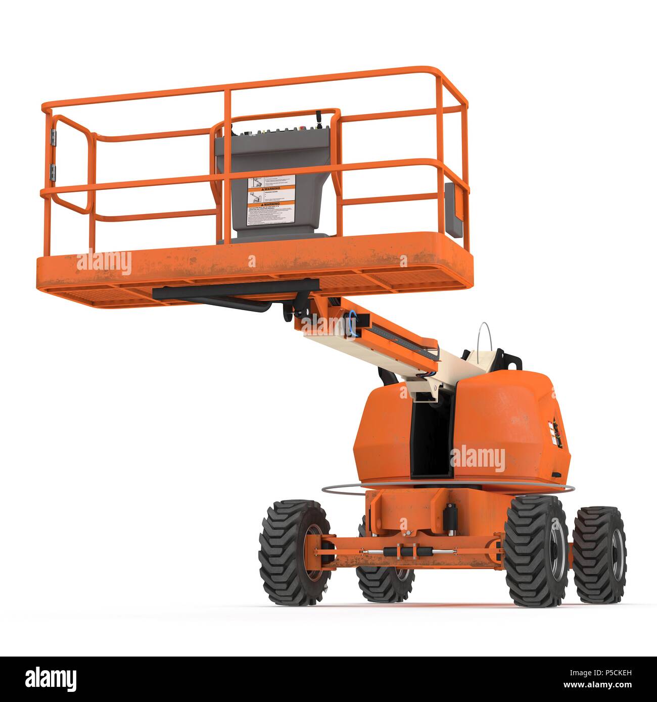 Engine Powered Scissor Lift on white. 3D illustration Stock Photo - Alamy