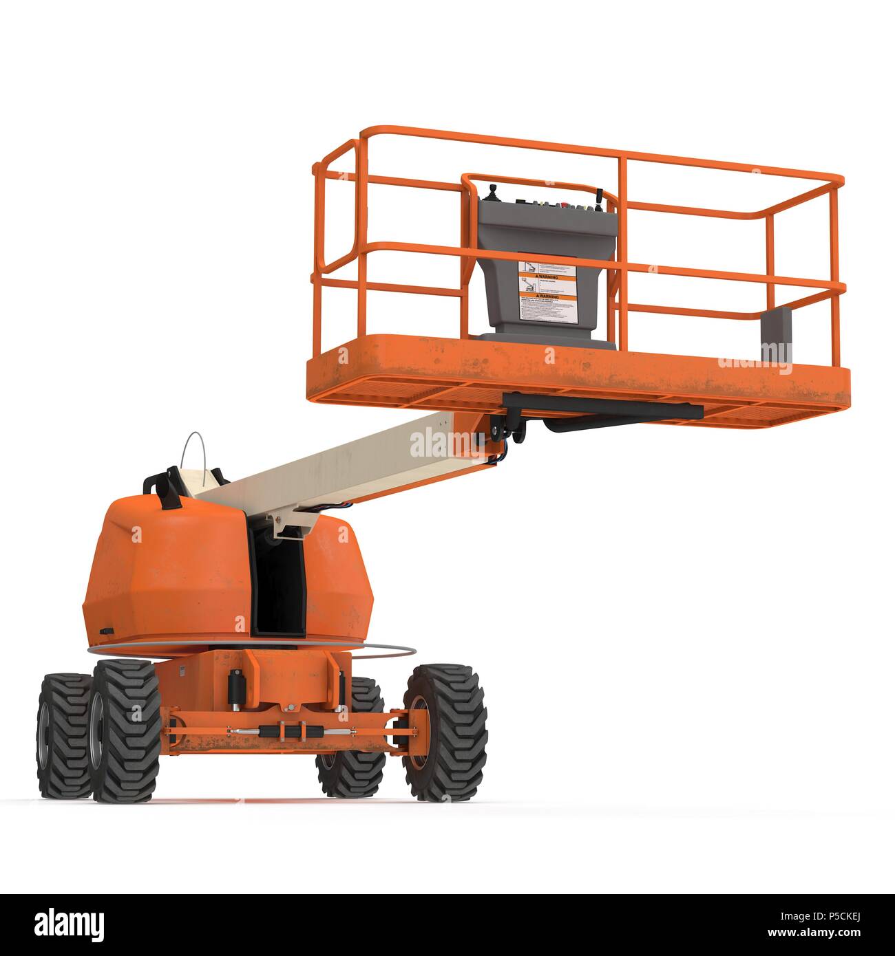Engine Powered Scissor Lift on white. 3D illustration Stock Photo - Alamy