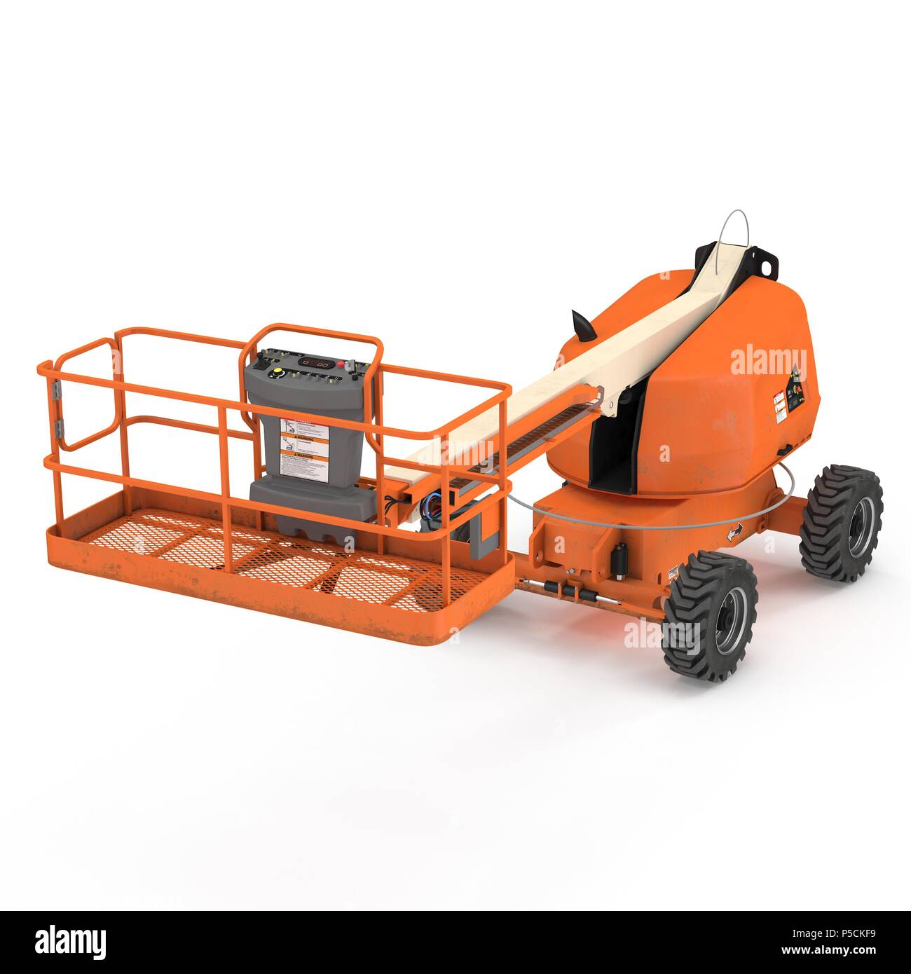 Engine Powered Scissor Lift on white. 3D illustration Stock Photo - Alamy