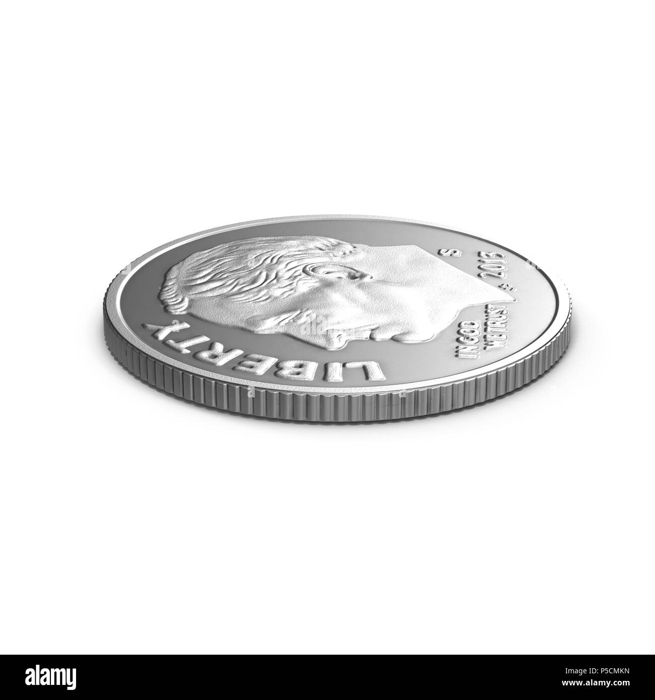 American one Dime coin isolated on white. 3D illustration Stock Photo ...