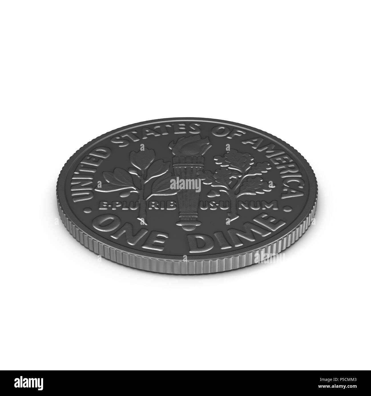 American one Dime coin isolated on white. 3D illustration Stock Photo ...
