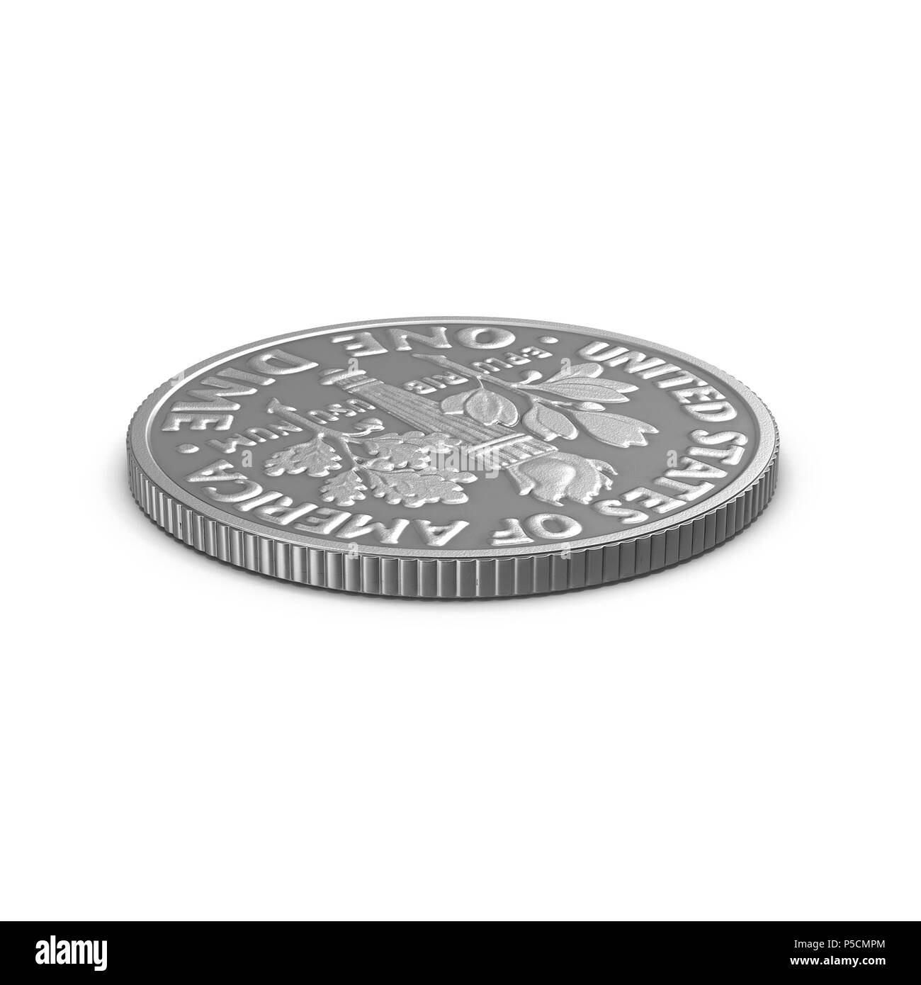 American one Dime coin isolated on white. 3D illustration Stock Photo ...