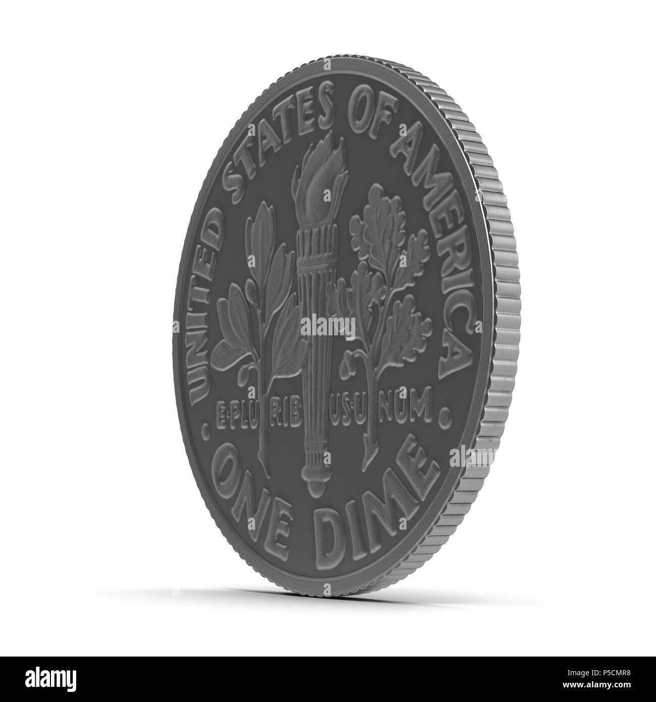 American one Dime coin isolated on white. 3D illustration Stock Photo ...