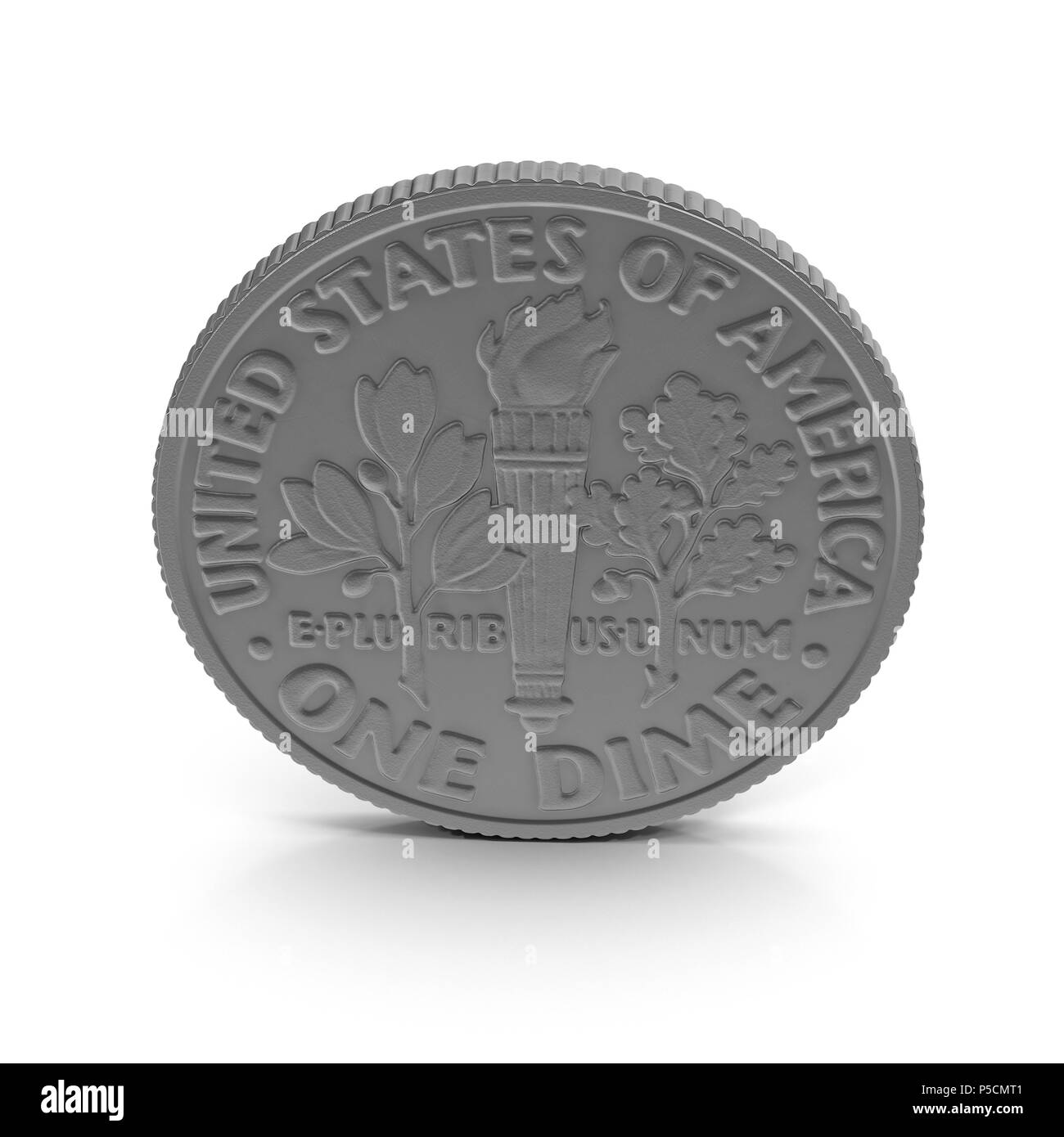 American one Dime coin isolated on white. 3D illustration Stock Photo ...