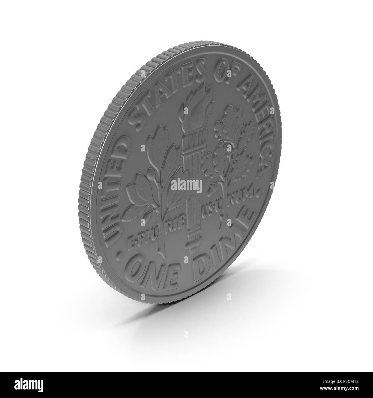 American one Dime coin isolated on white. 3D illustration Stock Photo ...