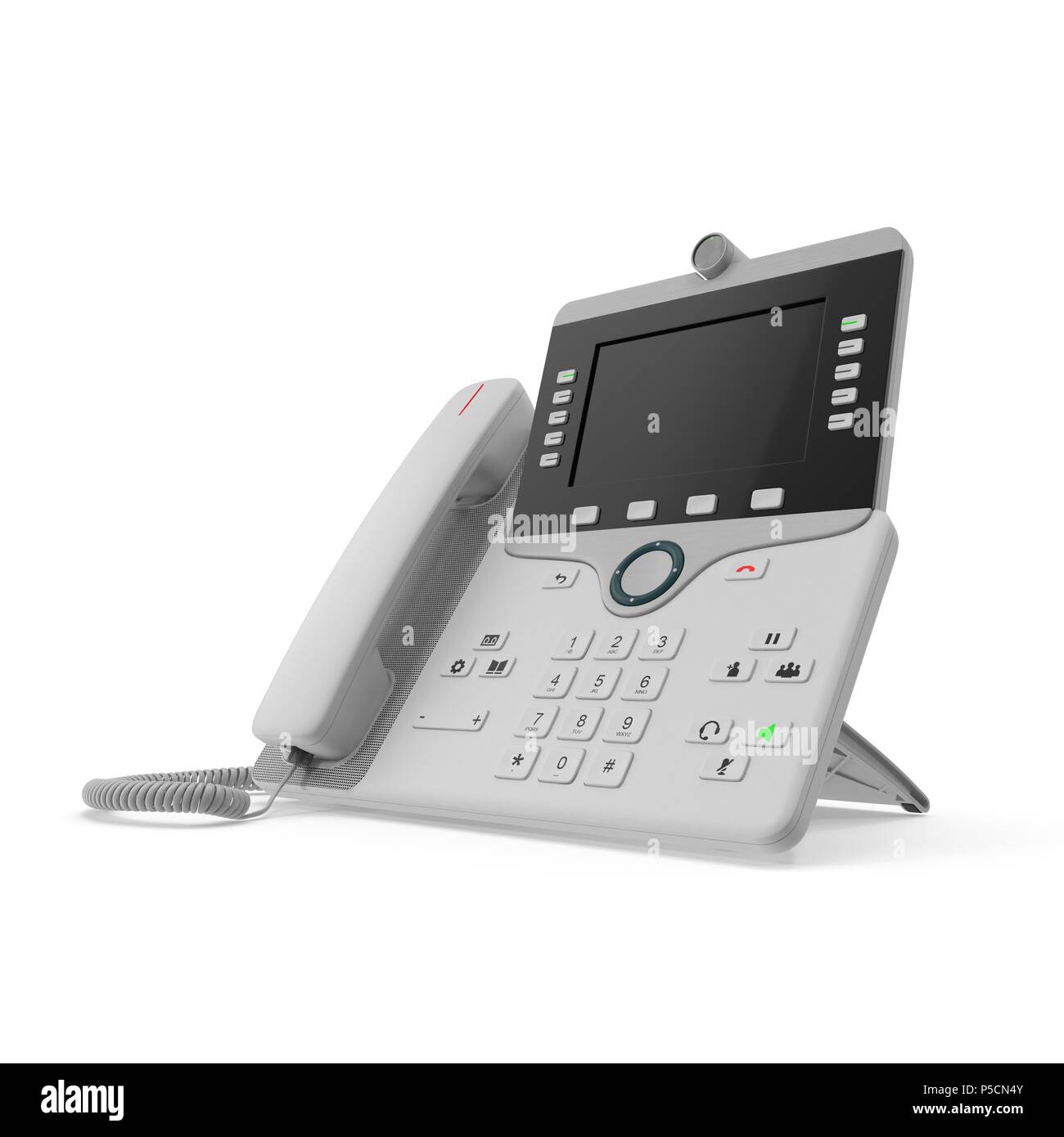 Modern office phone using VoIP technology on a white. 3D illustration ...