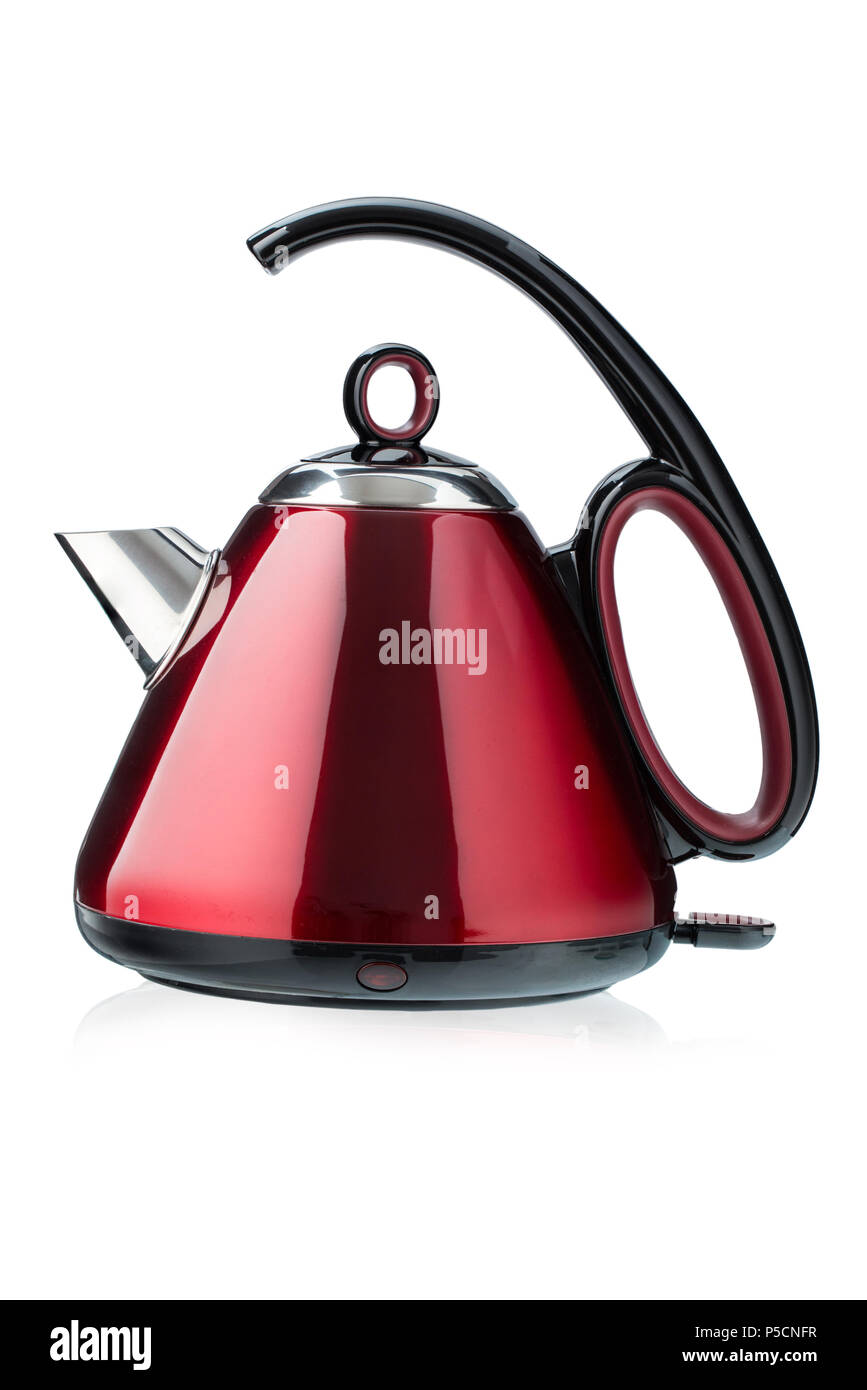 red electric kettle isolated on white background. clipping path Stock ...