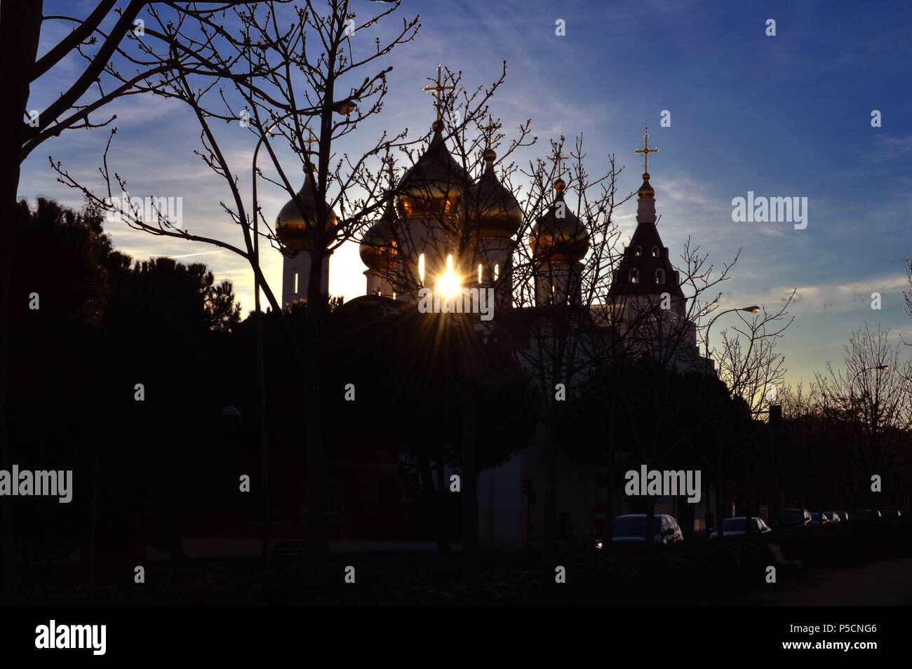 Russian Orthodox Church of Santa Maria Magdalena at sdunset in Madrid ...