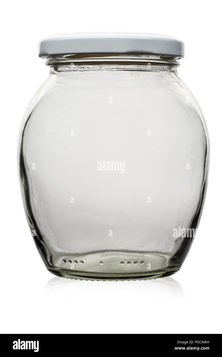 glass jar with a lid without a label. bank for preservation of the ...