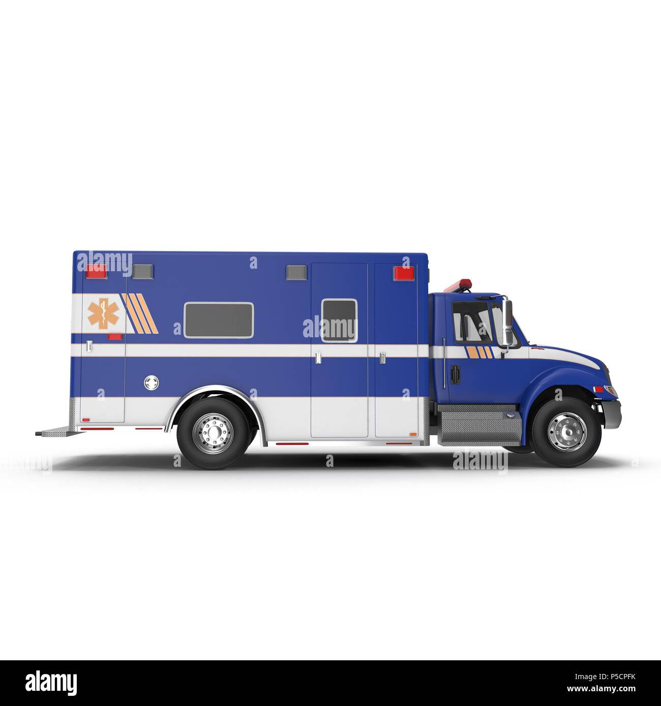 Emergency ambulance car isolated on white. Side view. 3D Illustration ...