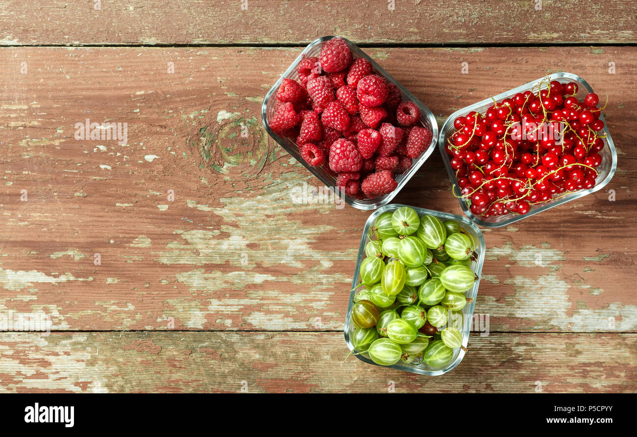 summer berries top view. berries for the preparation of a summer drink ...