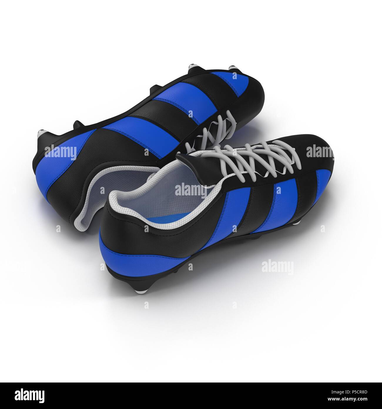 Outdoor soccer cleats shoes on white. 3D illustration Stock Photo - Alamy