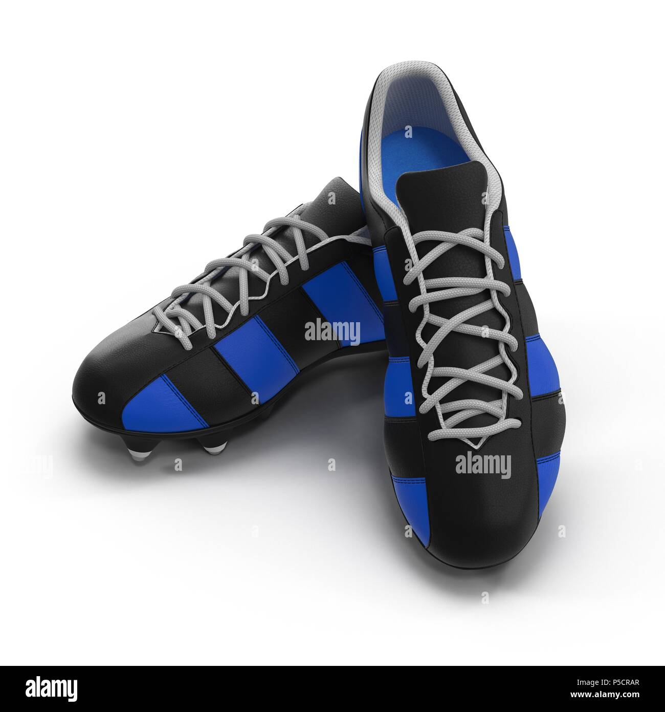 Outdoor soccer cleats shoes on white. 3D illustration Stock Photo - Alamy