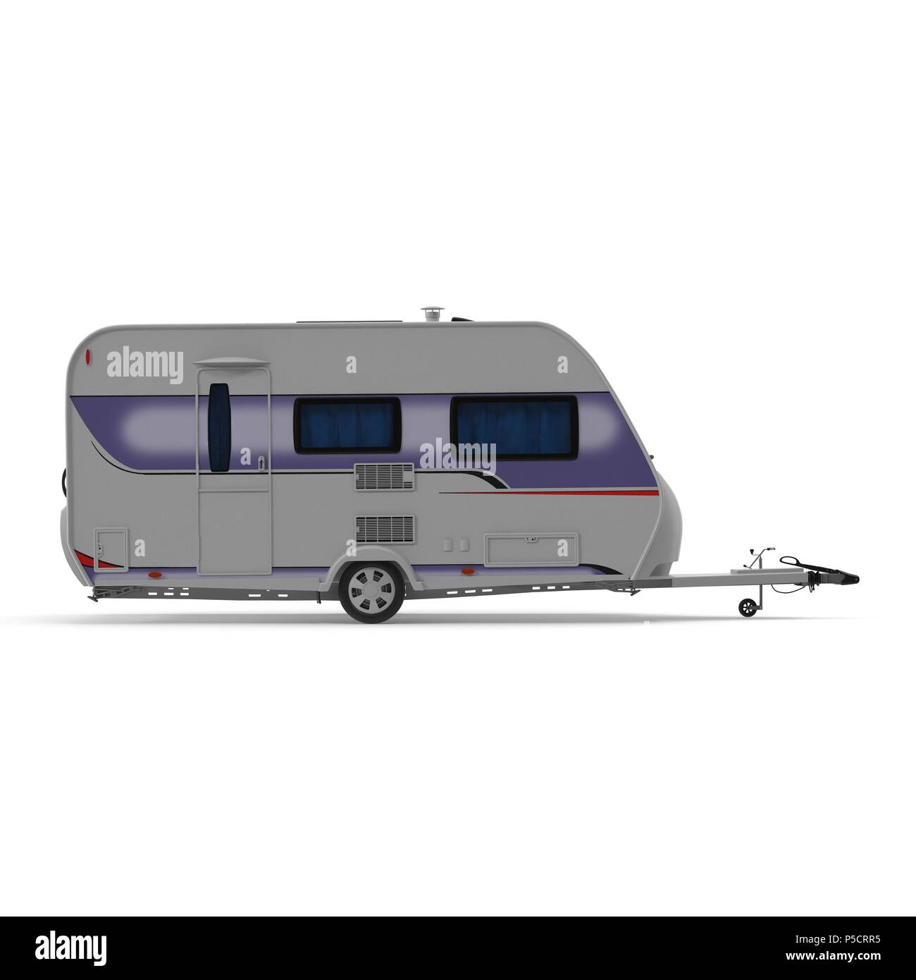 Camping Caravan on white. Side view. 3D illustration Stock Photo - Alamy