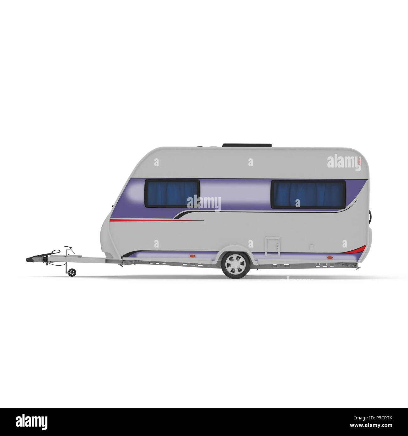 Caravan Trailer on white. Side view. 3D illustration Stock Photo - Alamy