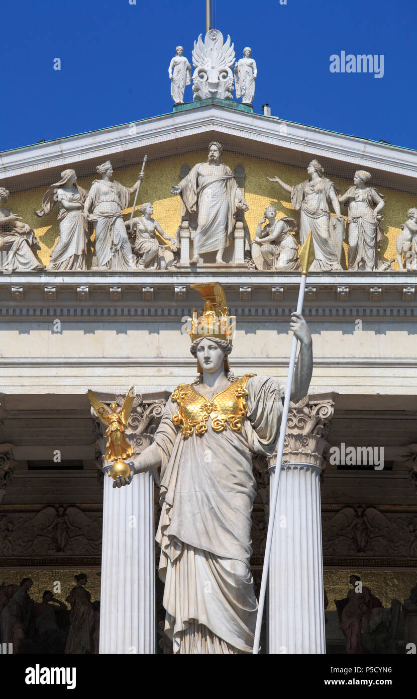 Austria, Vienna, Parliament, Athena statue Stock Photo - Alamy