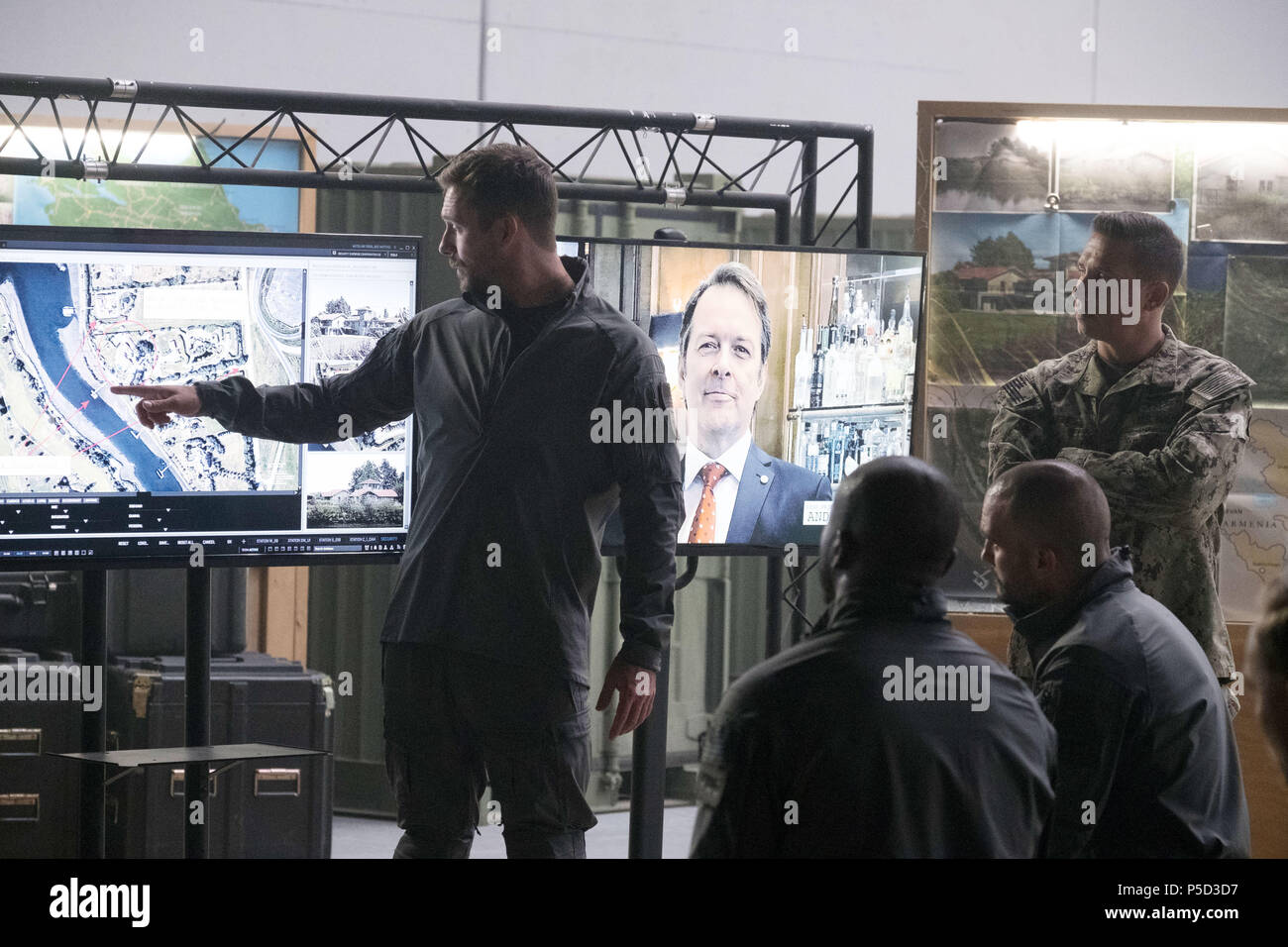 SIX, (top, from left): Barry Sloane, Ken Tremblett (on monitor), Erik ...